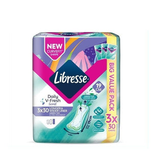LIBRESSE DAILY V-FRESH SCENT GREEN TEA LONGER & WIDER 19CM PANTYLINER