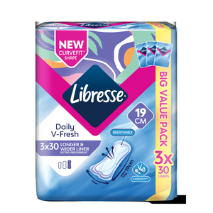 LIBRESSE DAILY V-FRESH LONGER & WIDER LINER 19CM 30SX3